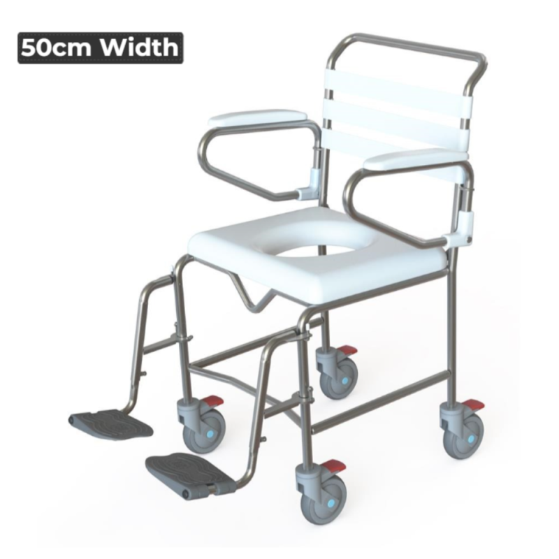 Kcare Transit Mobile Shower Commode with Swingaway Footrests - Hospital at Home